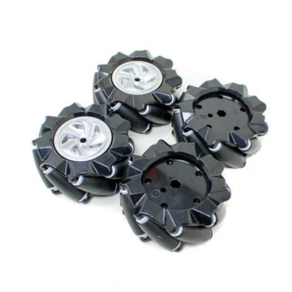 Buy 80mm-A Mecanum Wheel Compatible with 6.7mm Coupling (Pack of 4)-Black